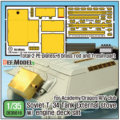 DEF Model DE35016 T-34 external stove and grill detail up set (for Academy/Dragon 1/35)