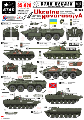 Star-Decals 35-920 Ukraine and Novorussiya # 3. BMP-2, JS-3, BMD-1 etc...