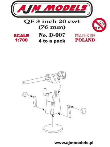 AJM Models D-007 QF 3 inch 20 cwt (76 mm)