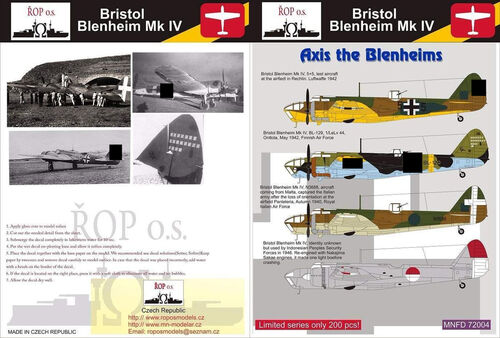 Ropos Models MNFDL72004 Bristol Blenheim Mk IV - Axis the Blenheims