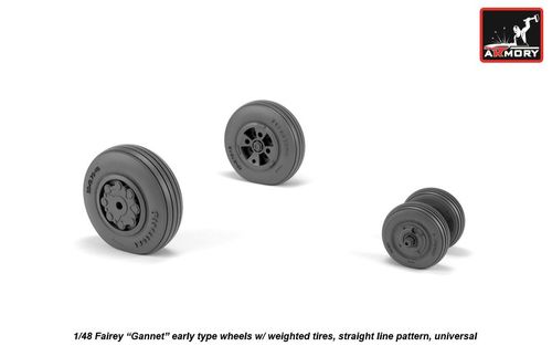 Armory Models Group AW48410 Fairey "Gannet" early type wheels w/ weighted tires of straight tire pattern