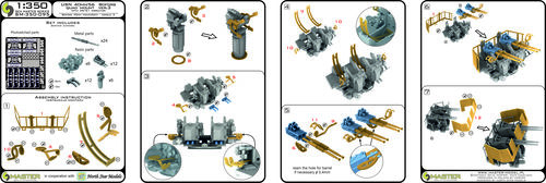 Master SM-350-095 USN 40 mm/56 Bofors quadruple mount ver.3 / with Mk-51 director - (resin, PE and turned parts) - (6pcs)