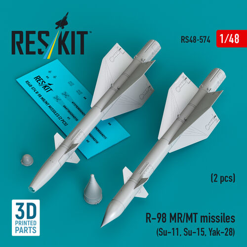 RES/KIT 48-0574 R-98 MR/MT Missiles (2pcs) (Su-11, Su-15, Yak-28) (3D Printed)