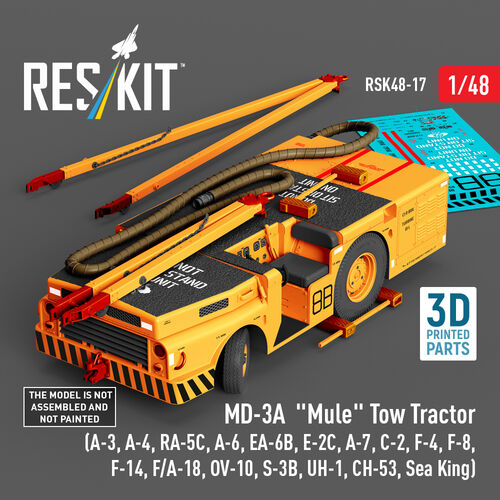 RES/KIT K48-0017 MD-3A 'Mule' Tow Tractor (A-3, A-4, RA-5C, A-6, EA-6B, E-2C, A-7, C-2, F-4, F-8, F-14, F/A-18, OV-10, S-3B, UH-1, CH-53, Sea King) (3D Printed Model Kit)