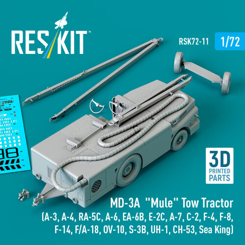 RES/KIT K72-0011 MD-3A 'Mule' Tow Tractor (A-3, A-4, RA-5C, A-6, EA-6B, E-2C, A-7, C-2, F-4, F-8, F-14, F/A-18, OV-10, S-3B, UH-1, CH-53, Sea King) (3D Printed Model Kit)