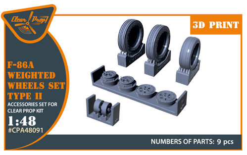 Clear Prop Models A48091 North American F-86 A Sabre - Weighted Wheels Set Type 2 3D-Printed (for Clear Prop Models kits)