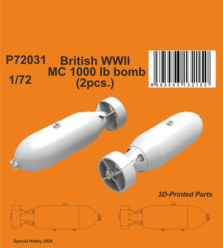 CMK P72031 British WWII MC 1000 lb Bomb (2pcs)