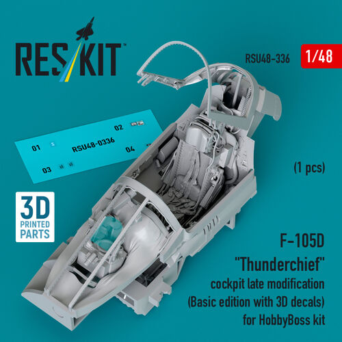 RES/KIT U48-0336 F-105D 'Thunderchief' Cockpit Late Modification (Basic Edition With 3D Decals) For HobbyBoss Kit (3D Printed)