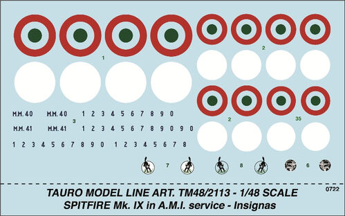 TAURO MODEL 48-2113 Supermarine Spitfire Mk. IX in Italian Service - Roundles, Serials and Insignas