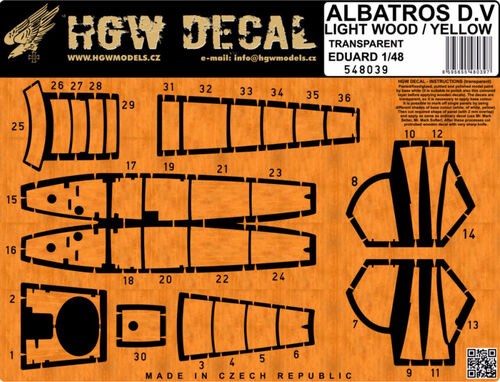 HGW Models 548039 Albatros D.V / D.Va - Light Wood / Yellow Transparent (for Eduard kits)