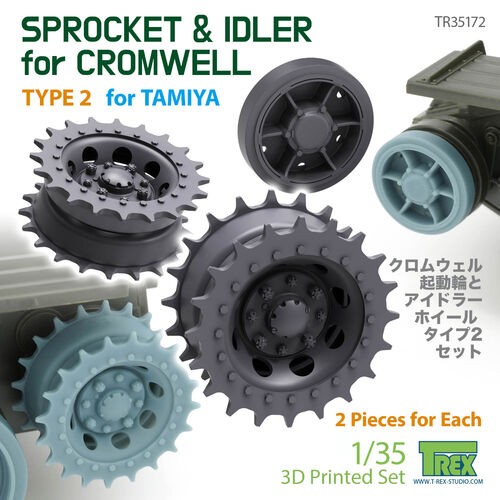 T-Rex Studio 35172 Cromwell Sprocket And Idler Type 2 (2pcs For Each) (For Tamiya)