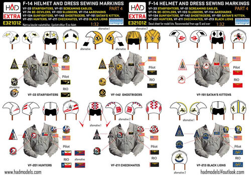 HAD Models E321012 Grumman F-14 Tomcat - Patches and Helmet Markings Part 4