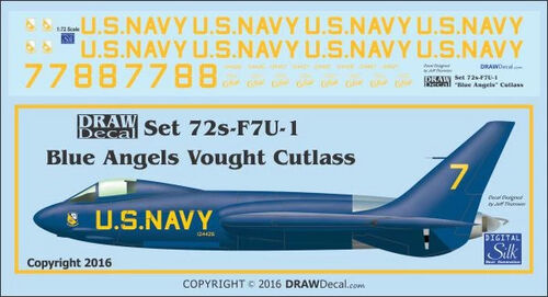 Draw Decal 72-F7U-01 Vought F7U Cutlass - Blue Angels