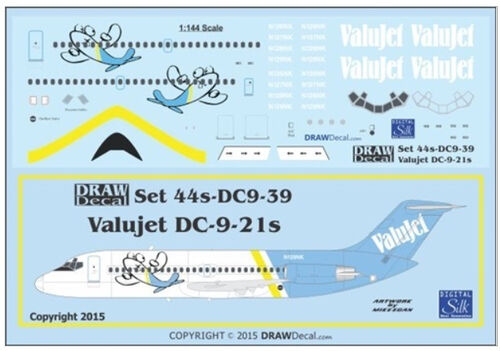 Draw Decal 44-DC9-39 Douglas DC-9-21 - ValuJet Airlines
