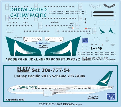 Draw Decal 20-777-54 Boeing 777-300ER - Cathay Pacific (2015 Scheme)