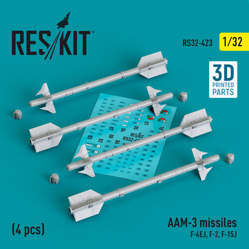 DISCONTINUED RES/KIT 32-0423 AAM-3 Missiles (4pcs) (F-4EJ, F-2, F-15J) (3D Printed)