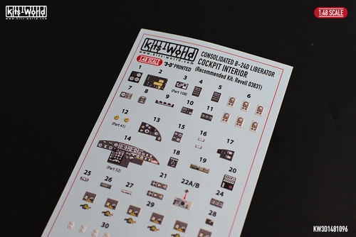 Kits World 3D1481096 Consolidated B-24 D Liberator - Cockpit Interior Detail Set (for Revell 03831 kit)