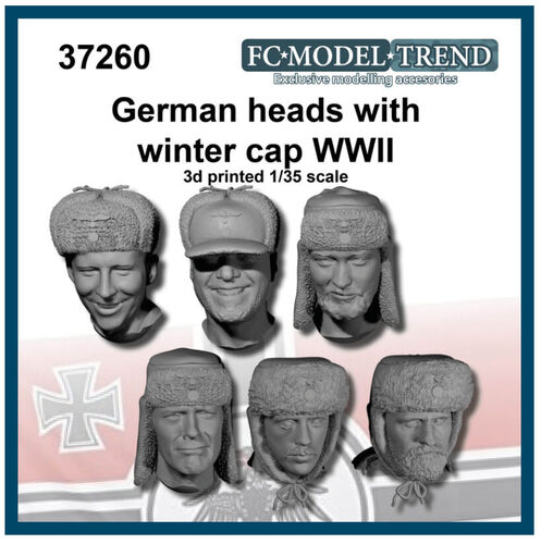 FC ModelTrend 37260 German WWII Soldier Heads with Winter Cap (3D-printed)