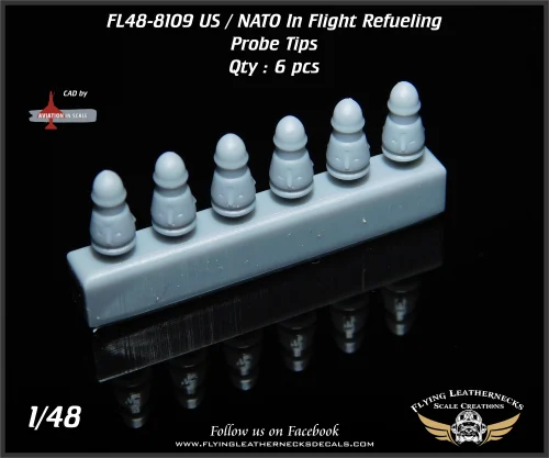 Flying Leathernecks 48-8109 US / NATO In Flight Refueling Probe Tips - 3D-Printed (6 pcs)