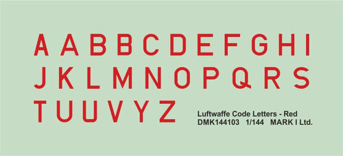Mark I Decals DMK144103 Luftwaffe Code Letters - Red (2 sheets)