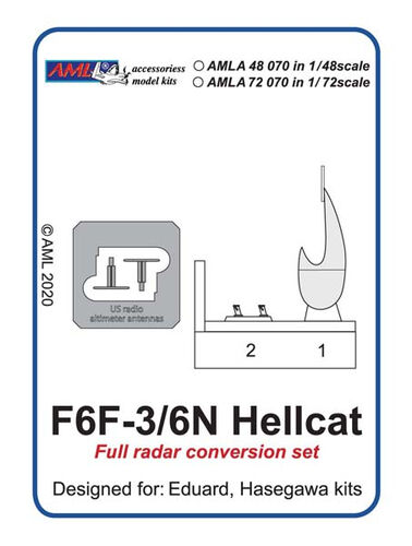 AML A72070 Full radar conversion set for Grumman F6F-3/6N Hellcat (designed to be used with Eduard kits and Hasegawa kits)