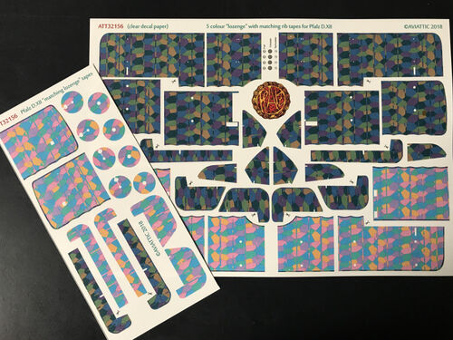 Aviattic ATT32156 Pfalz D.XII - 5 colour 'lozenge' with upper & lower lozenge rib tapes (clear decal paper) (for Wingnut Wings kits)