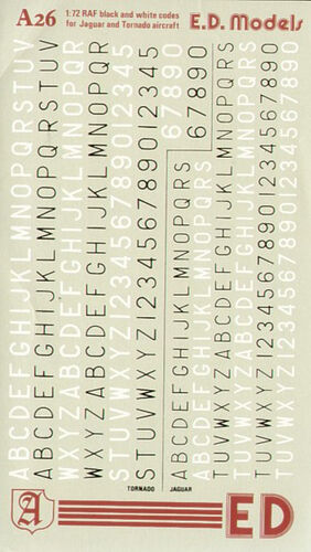 Almark A26 RAF Code Letters for Tornado / Jaguar and Lightning