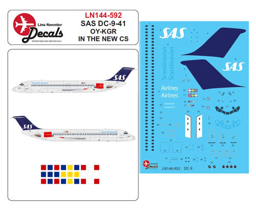 Lima November Decals 144-592 Douglas DC-9-41 - SAS OY-KGR - The only DC-9 to be painted in the current scheme