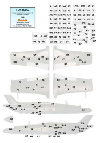 Omask 14008 Aero L-29 Delfin - Mask for Panels (for AMK / Eduard kits)