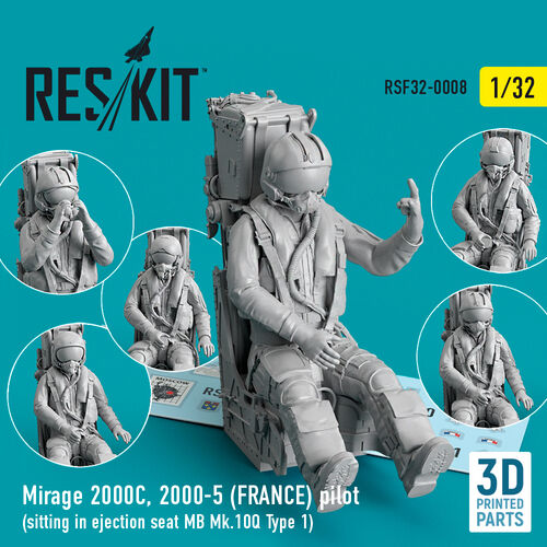 RES/KIT F32-0008 Mirage 2000C, 2000-5 (FRANCE) Pilot Sitting In Ejection Seat MB Mk.10Q (Type 1)