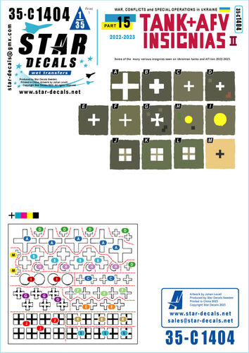 Star-Decals 35-C1404 War In Ukraine #15 - Ukrainian Tanks And AFV Insignias (II) - Some Of The Many Various Insignias Seen In 2022-23