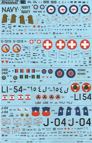 Xtradecal 72174 de Havilland Vampire T.55 Overseas Operators Part 2 (7 schemes)