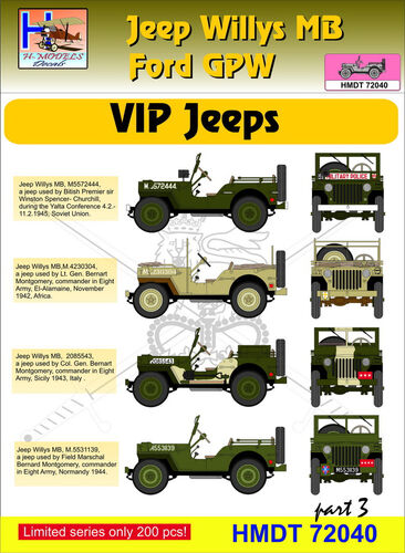 H-Model Decals T72040 Willys Jeep MB/Ford GPW: VIP Jeeps (Part 3)