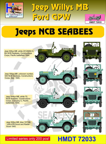 H-Model Decals T72033 Willys Jeep MB/Ford GPW: NCB Seabees
