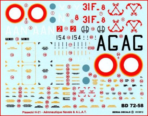 Berna Decals 72058 Piasecki H-21 (3 schemes)