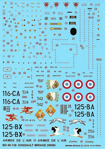 Berna Decals 48138 Dassault Mirage 2000N EC 2/4 'La Fayette' Decals