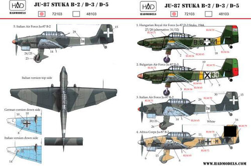 HAD Models 72103 Ju-87 Stuka B-2, D-3, D-5