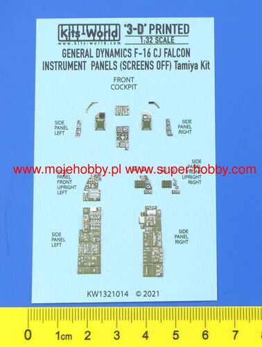 Kits World 3D1321014 Lockheed-Martin F-16CJ Fighting Falcon (screens off) 3D Full colour Instrument Panel (for Tamiya 60315 kit)