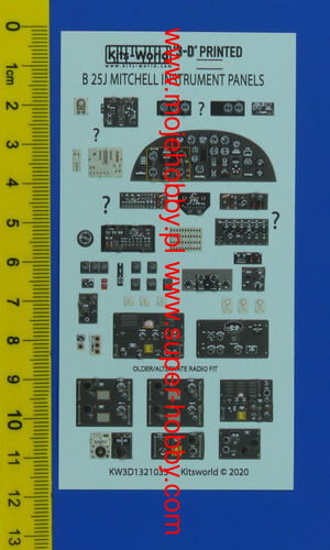 Kits World 3D1321033 North American B-25 J Mitchell 3D Full colour Instrument Panel (for Hong Kong Models kits)