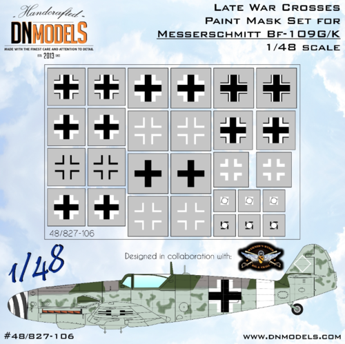 DN Models 48-827-106 Messerschmitt Bf-109G/K Late War Crosses - All manufacturers