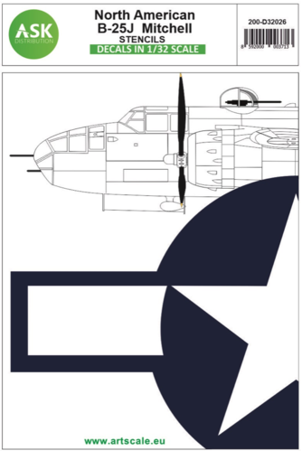 Art Scale Kit D32026 N.A. B-25J Mitchell stencils