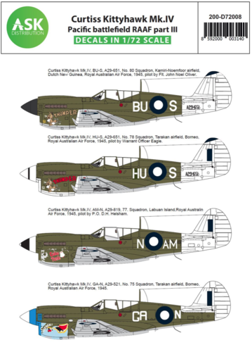 Art Scale Kit D72008 Curtiss Kittyhawk Mk.IV Pacific battlefield RAAF part III