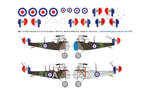 Peddinghaus-Decals 4102 Nieuport 17 and Nieuport 23