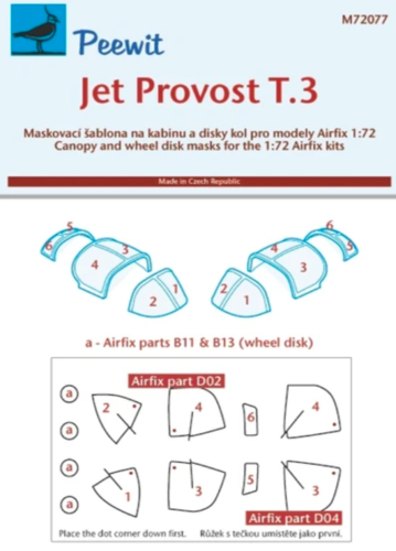 Peewit 72077 Canopy mask for Jet Provost T.3 Airfix