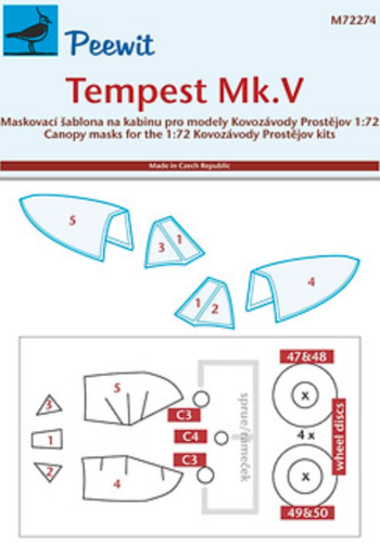 Peewit 72274 Canopy mask for Tempest Mk.V Kovozávody Prostìjov