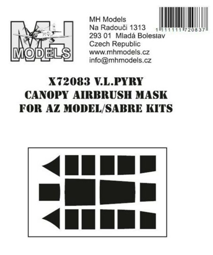 MH Models X72083 V.L. Pyry canopy airbrush mask for AZ Model/Sabre Kits