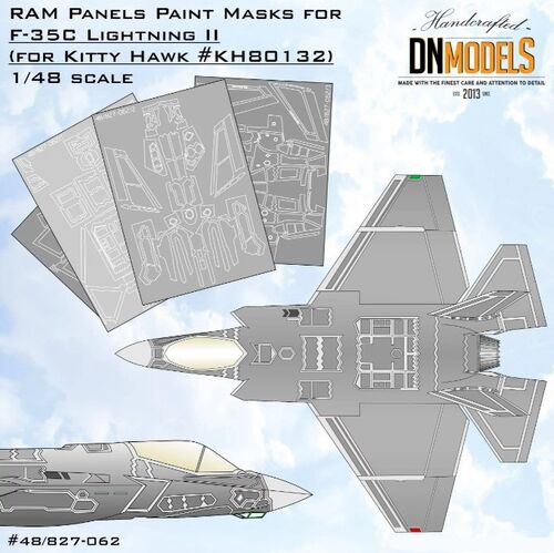 DN Models 48-827-062 RAM Panels Paint Masks For US NAVY F-35C Lightning II By Kitty Hawk