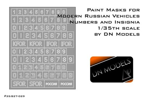 DN Models 35-827-029 Paint Masks For Modern Russian Vehicles Numbers And Insignia