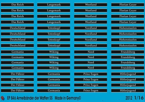 Peddinghaus-Decals 0846 Cuff Titles Of The Waffen SS