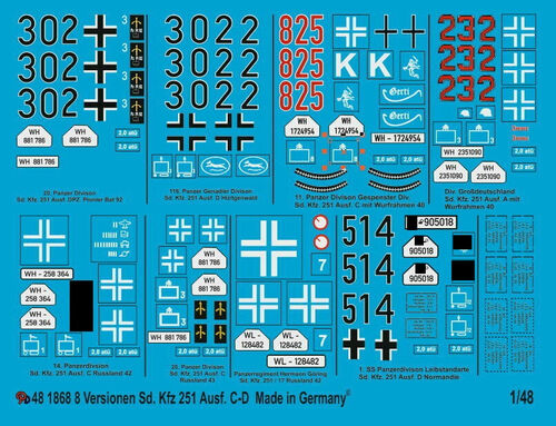 Peddinghaus-Decals 1868 8 Different Sd Kfz 251 Ausf. C And D